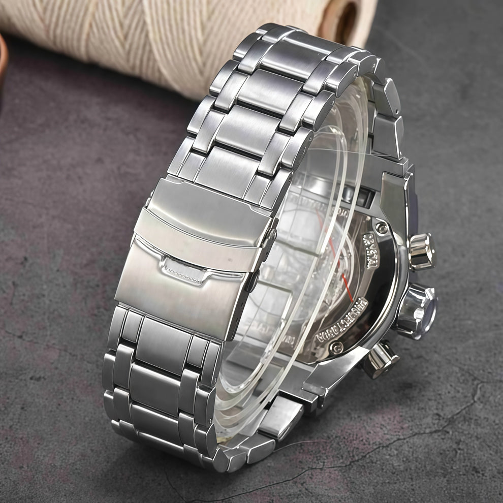 Large dial compass sports watch⌚️Fashion Casual Stainless Steel ...